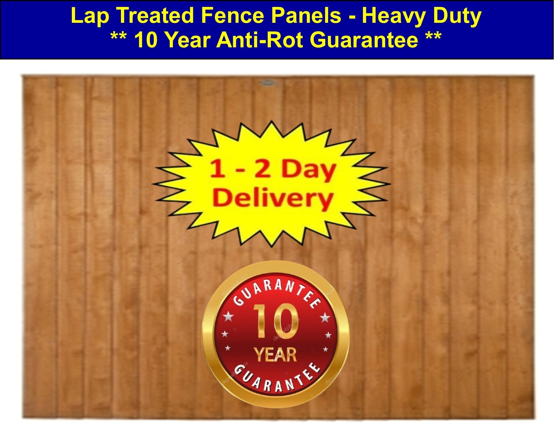6ft x 4ft - Closeboard 10 Year Guarantee Fence Panel Heavy Duty Treated ...