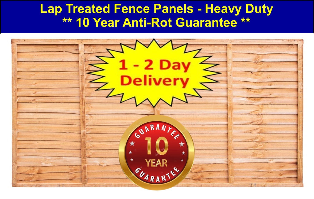 6ft x 3ft - Lap 10 Year Guarantee Fence Panel Heavy Duty Treated - (1 ...